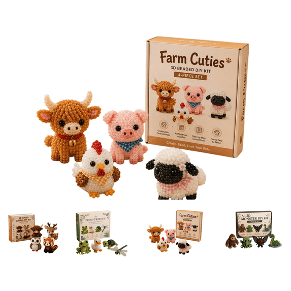 Animal Bead Embroidery Set, DIY Three-Dimensional Animal Beadwork Kit ...
