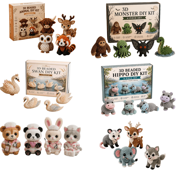 Animal Beading Kit for Adults, 3D Animal Bead Craft Set with Colorful ...