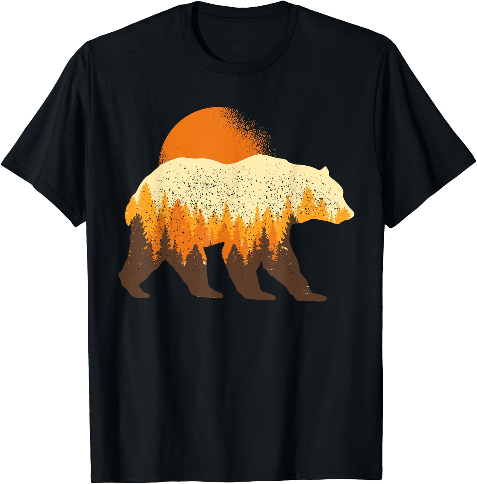 Animal Bear Outdoor Nature Trees Wildlife Full Moon Forest T-Shirt Size ...