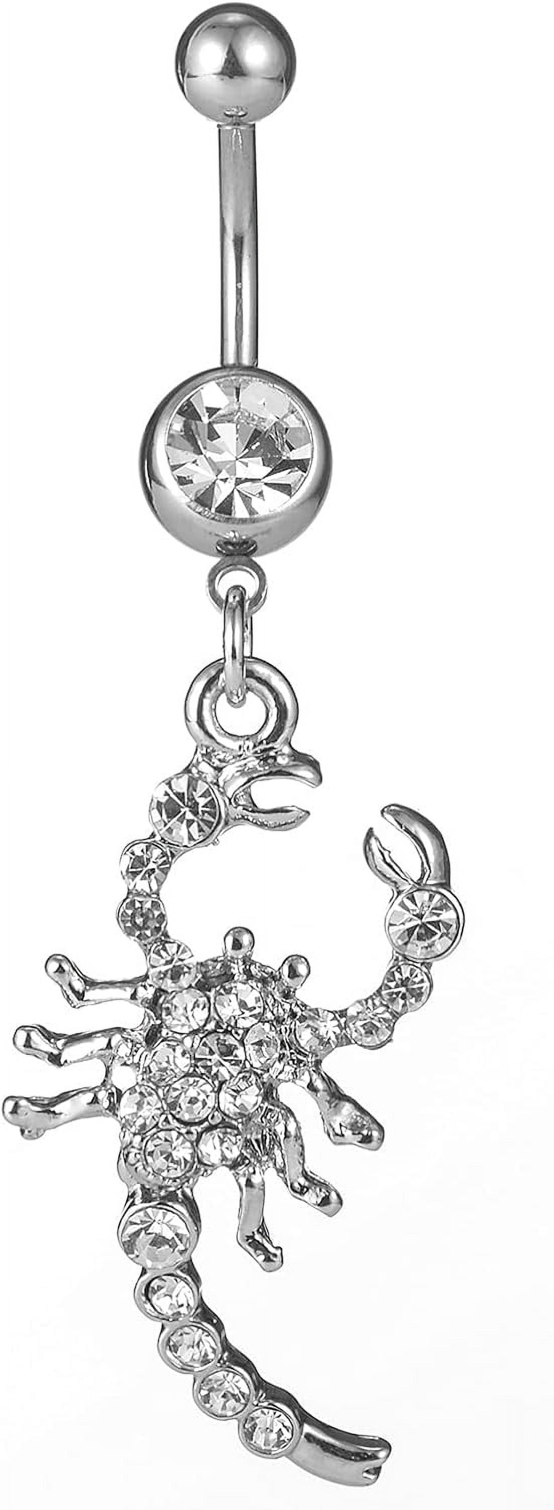 Animal Belly Button Ring For Women Men Dainty Owl Scorpion Crystal CZ ...