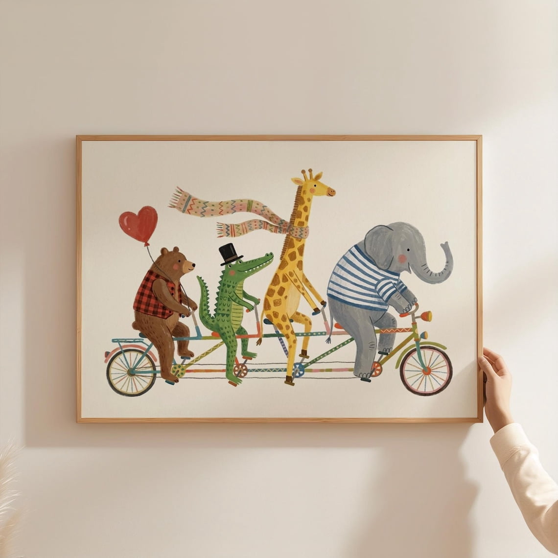 Animal Bicycle Wall Art, Safari Nursery Print, Unframed Paper Poster ...