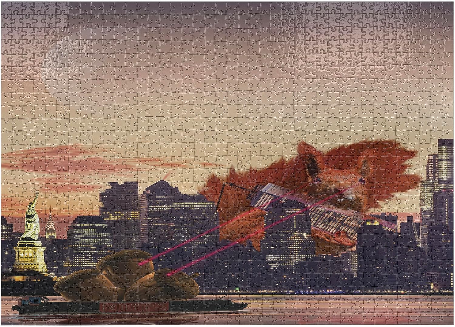 Animal Big Squirrel Cartoon in New York City Urban Landscape Lasering ...