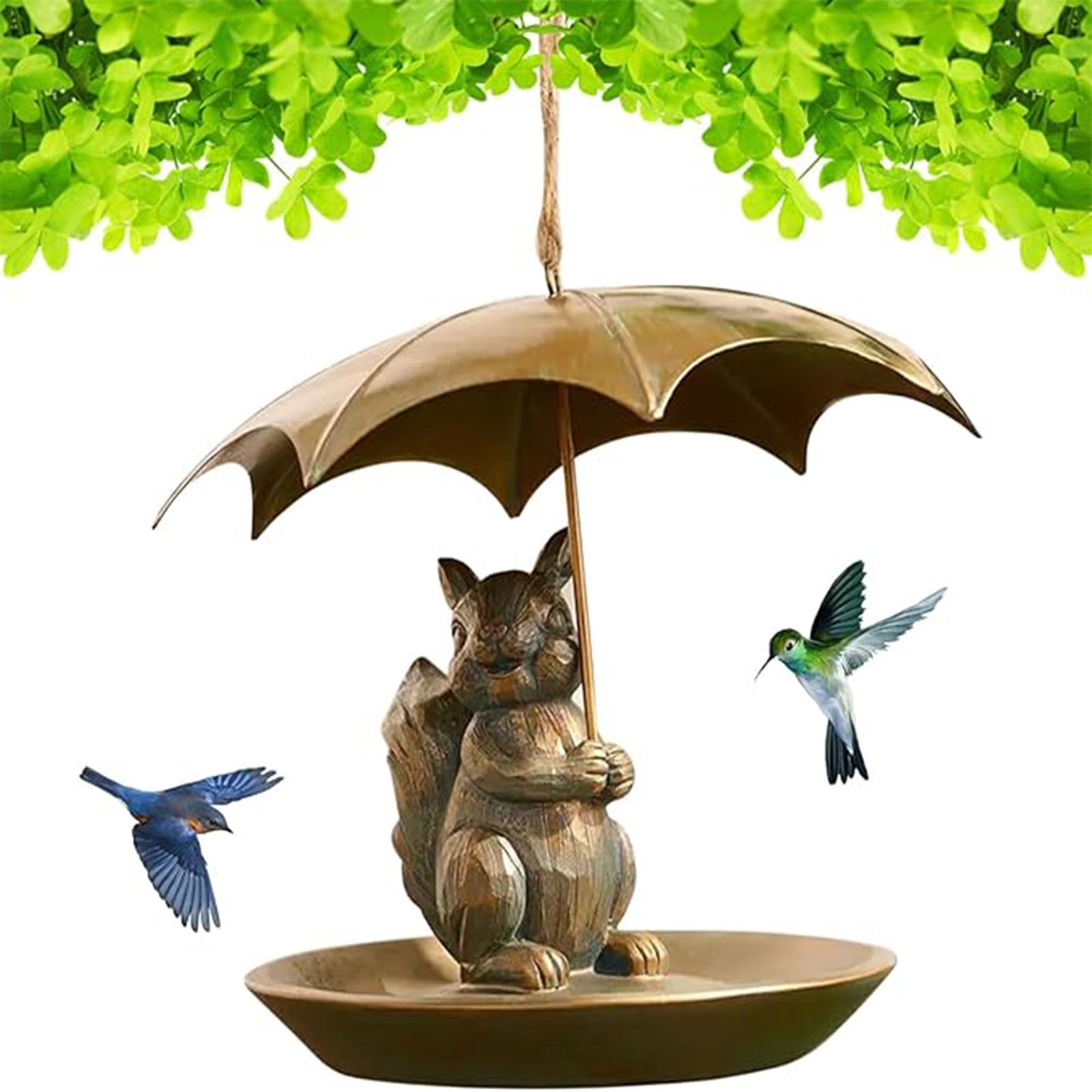 Animal Bird Feeder with Umbrella,Squirrel/Cat/Dog Holding Umbrella Bird ...