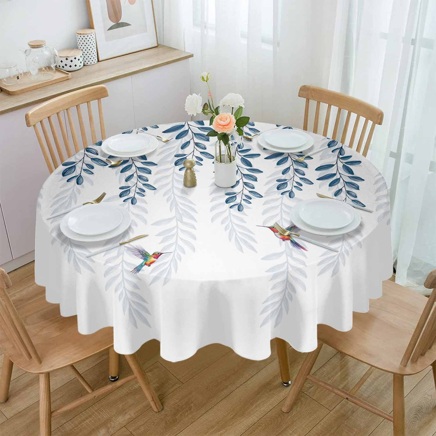 Animal Bird Leaves Round Table Cloth Waterproof Wedding Holiday ...