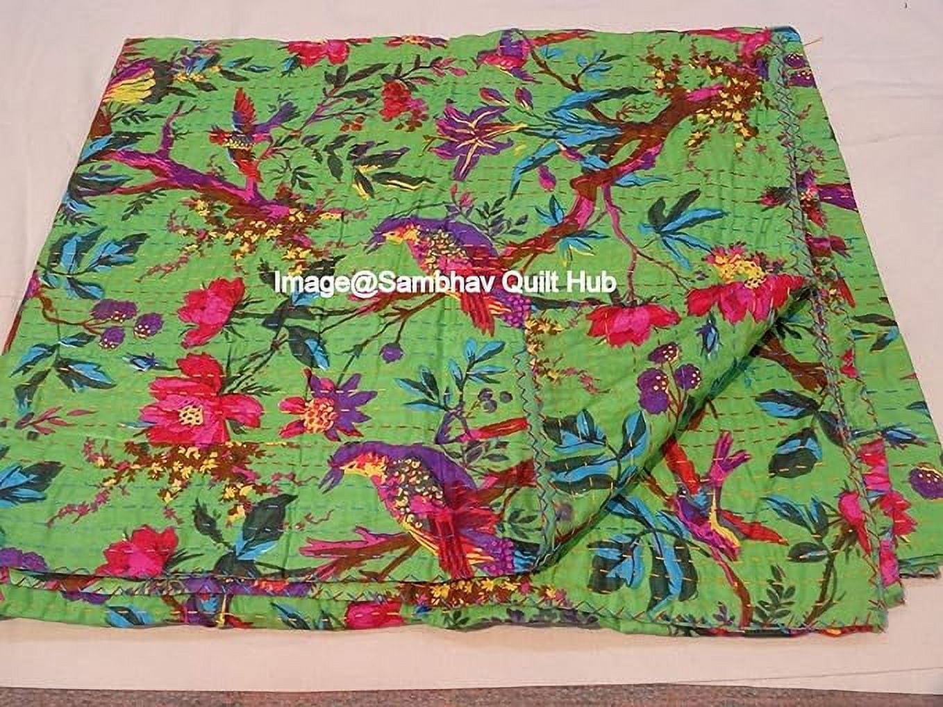 Animal Bird Reversible Bedspread Pattern Gudri Pure Cotton Kantha Style ...