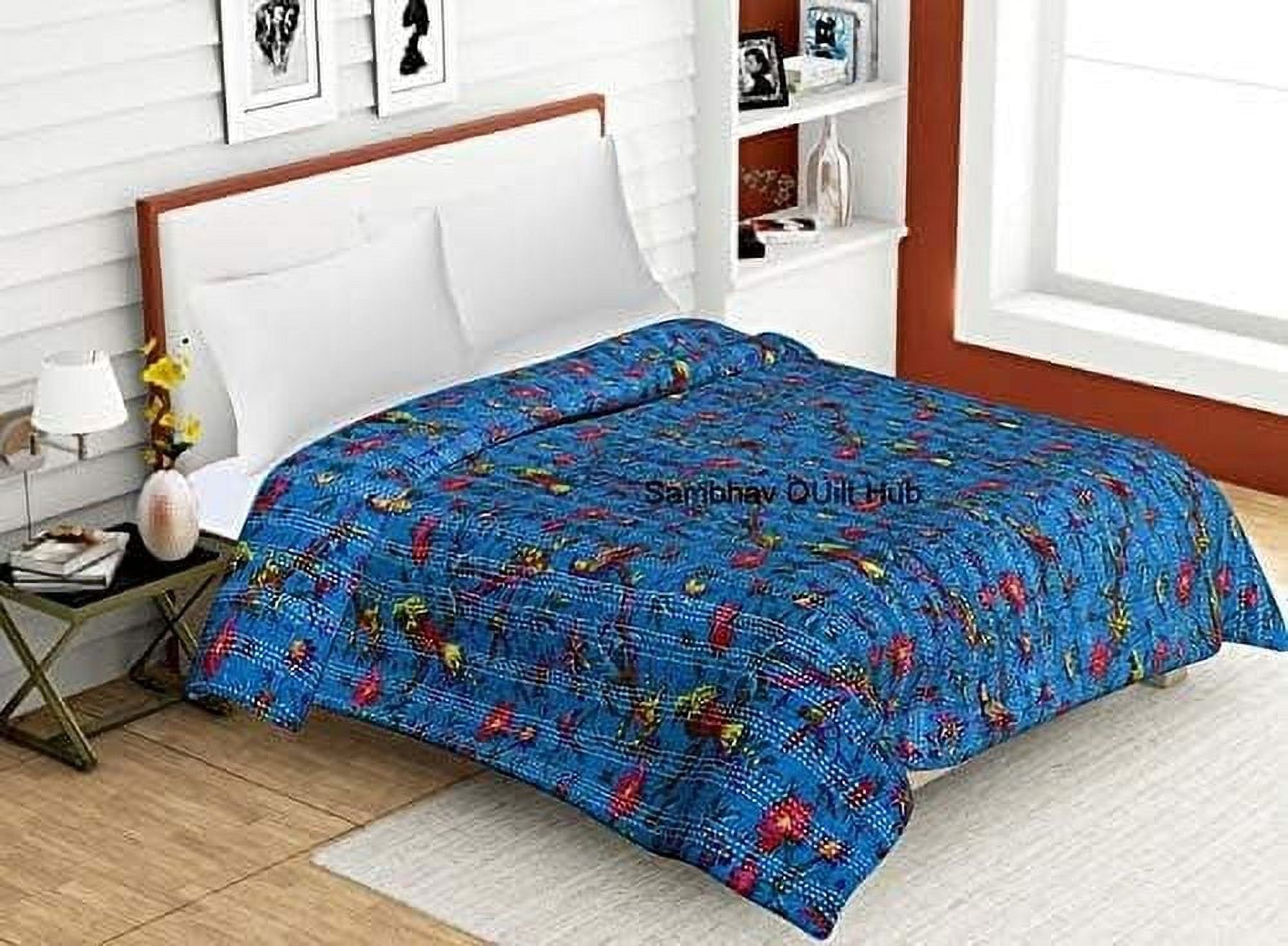 Animal Bird Reversible Bedspread Pattern Gudri Pure Cotton Kantha Style ...