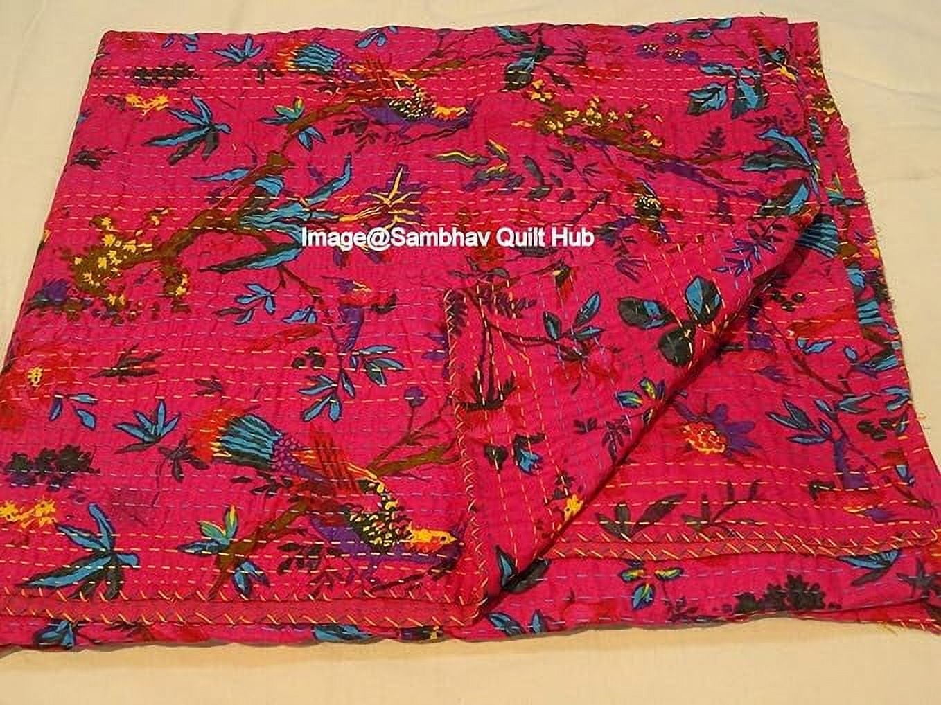 Animal Bird Reversible Bedspread Pattern Gudri Pure Cotton Kantha Style ...