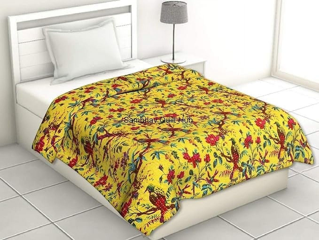 Animal Bird Reversible Bedspread Pattern Gudri Pure Cotton Kantha Style ...