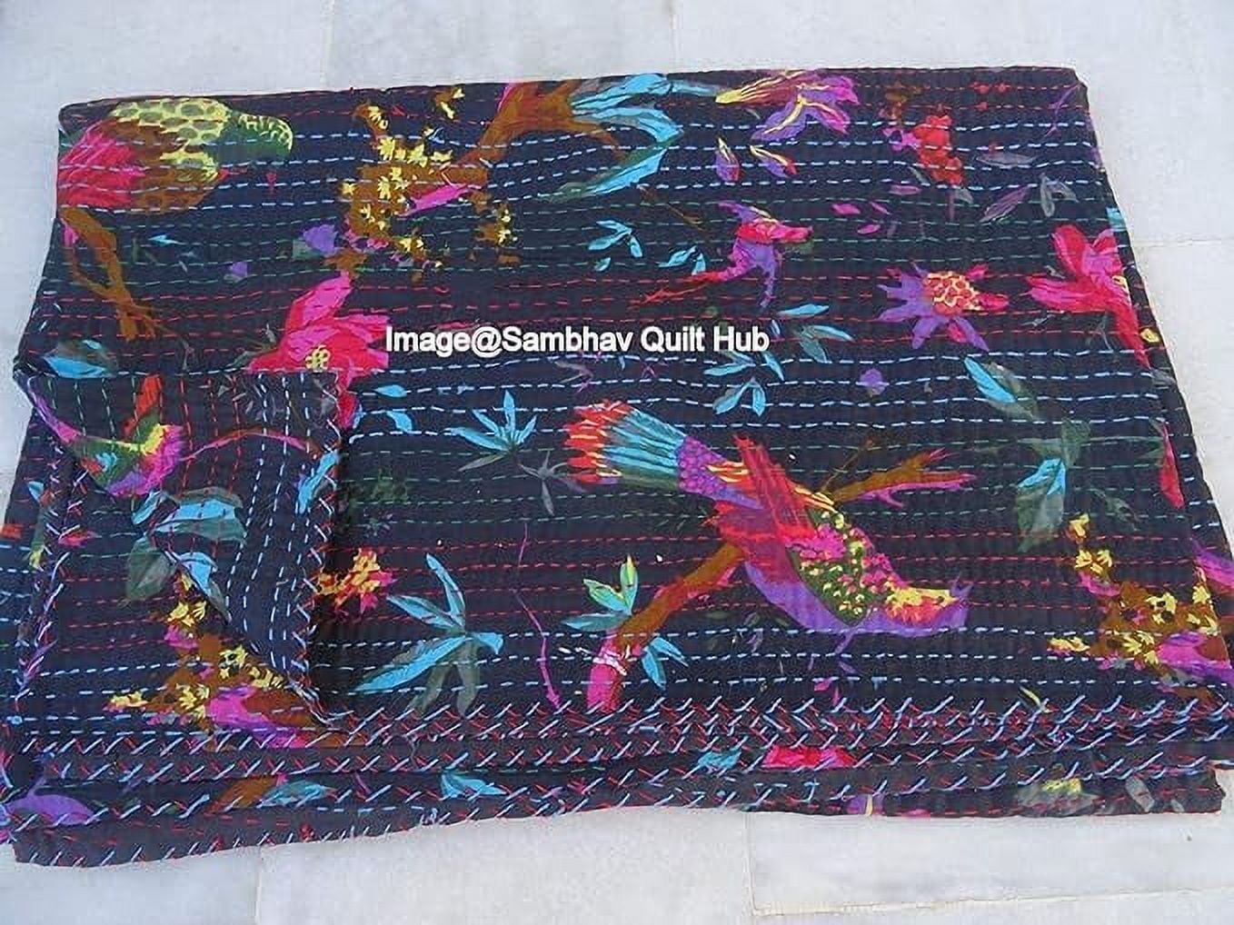Animal Bird Reversible Bedspread Pattern Gudri Pure Cotton Kantha Style ...