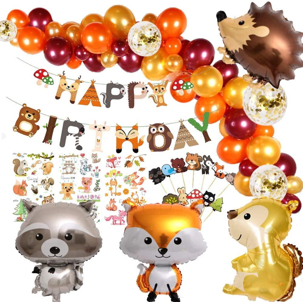Animal Birthday Party Decorations, Woodland Happy Birthday Banner ...