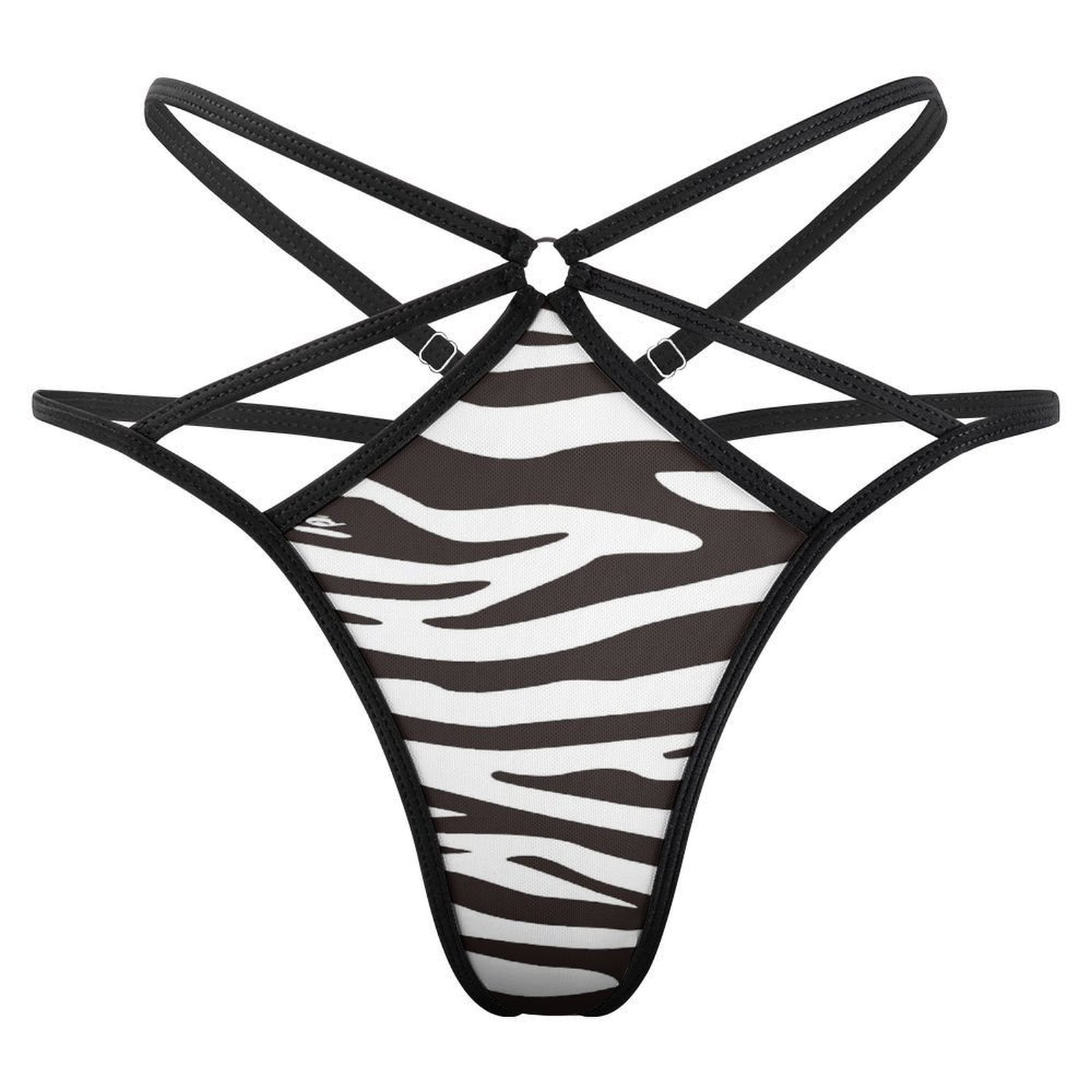 Animal Black And White Zebra Pattern Open Type Women's Panties Crotch Opening G-strings Thongs ...