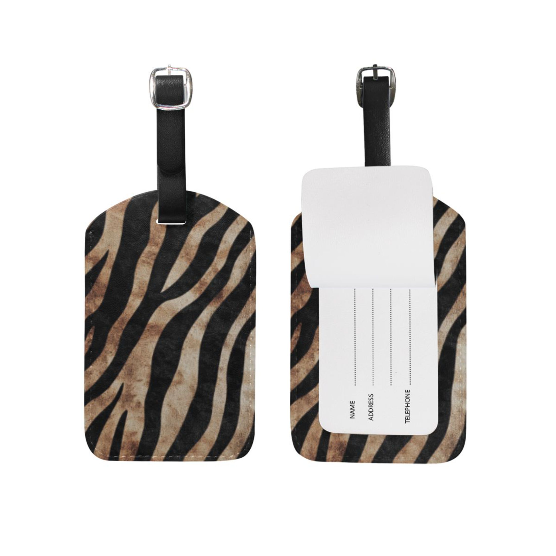 Animal Black Stripes Luggage Tags PU Leather Name ID Labels for ...