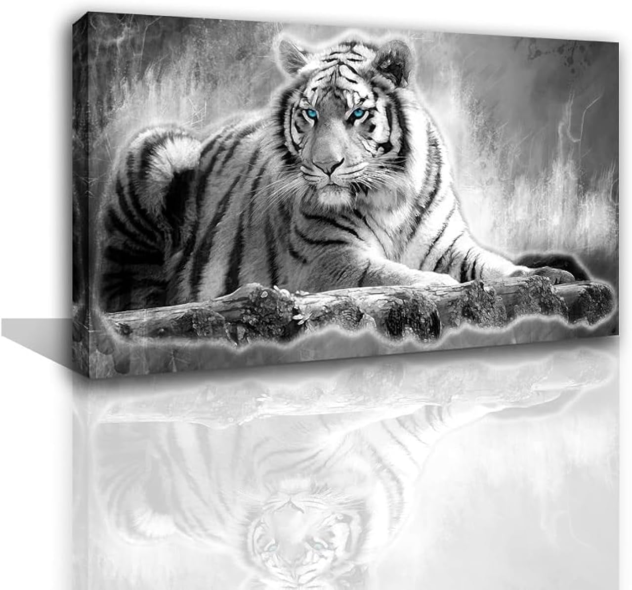 Animal Black and White Tiger Canvas Wall Art Picture Tiger Painting ...
