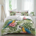 Animal Blue Parrot 4 Piece Duvet Cover Set Twin Size Pink Red Flower ...
