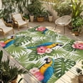 Animal Blue Parrot Outdoor Rug, Pink Red Flower Green Leaf Plant Non ...