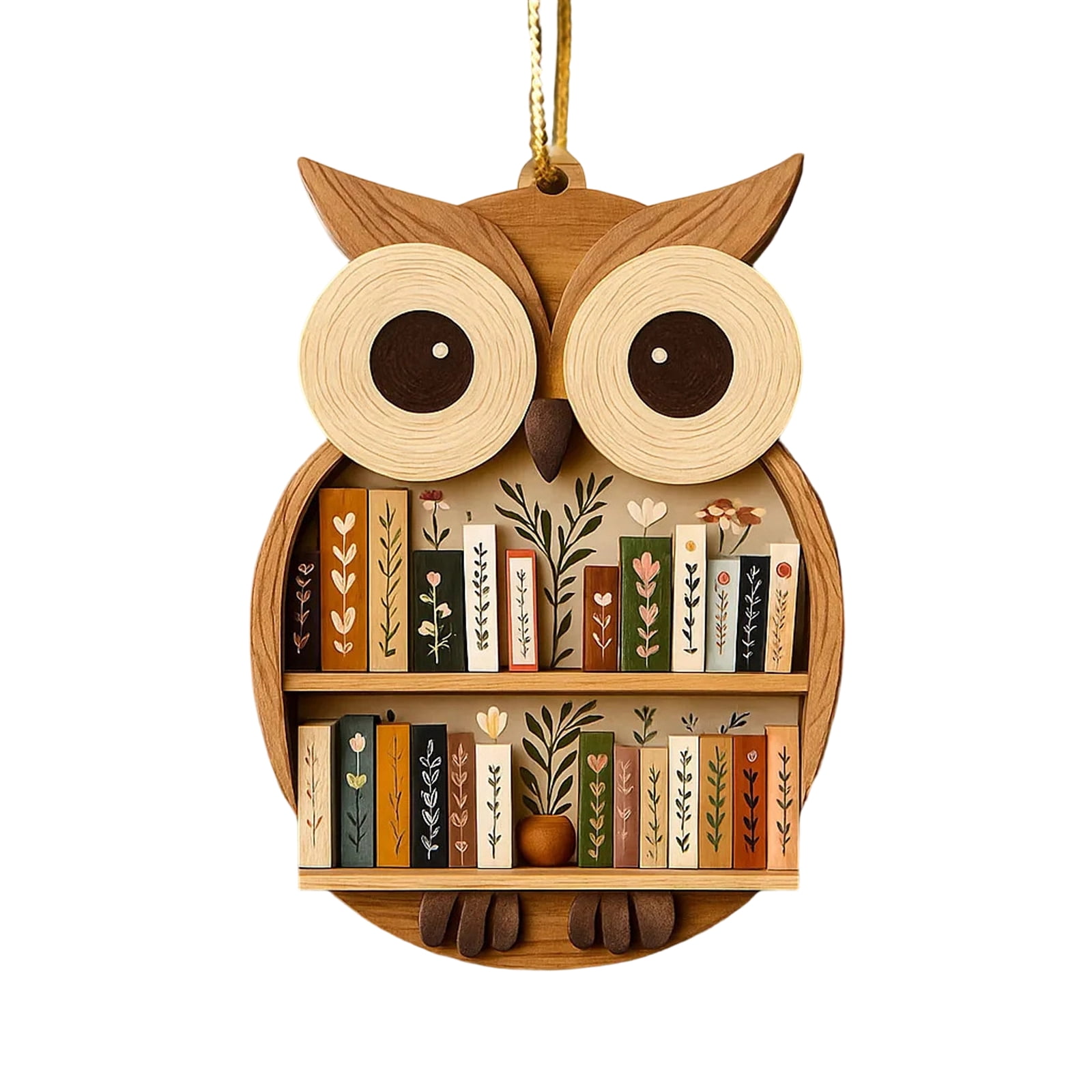 Animal Bookshelf Wooden Ornament, Whimsical Elephant Owl Raccoon Design ...
