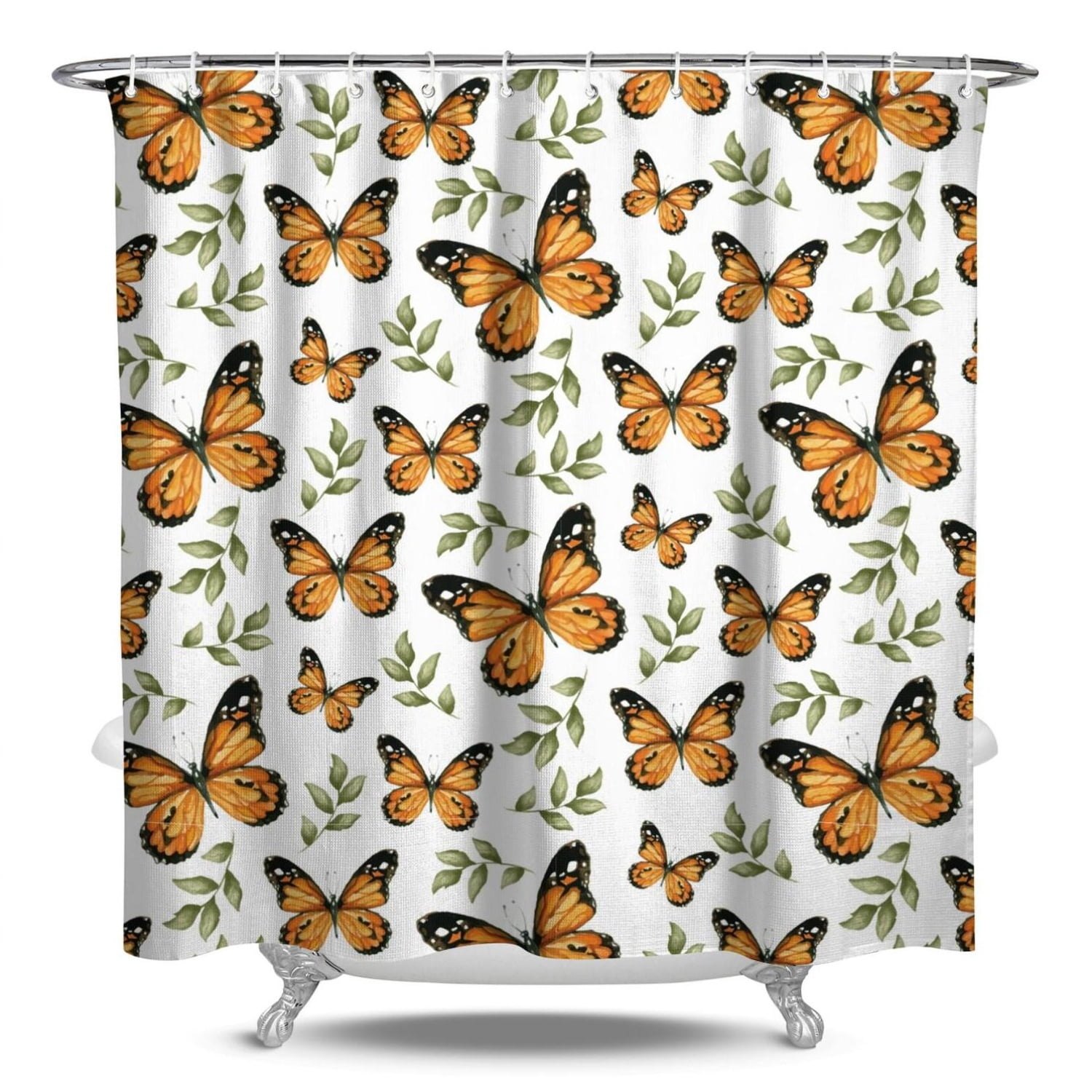 Animal Butterfly Shower Curtain - Tropical Wing Pattern Hotel-Style ...