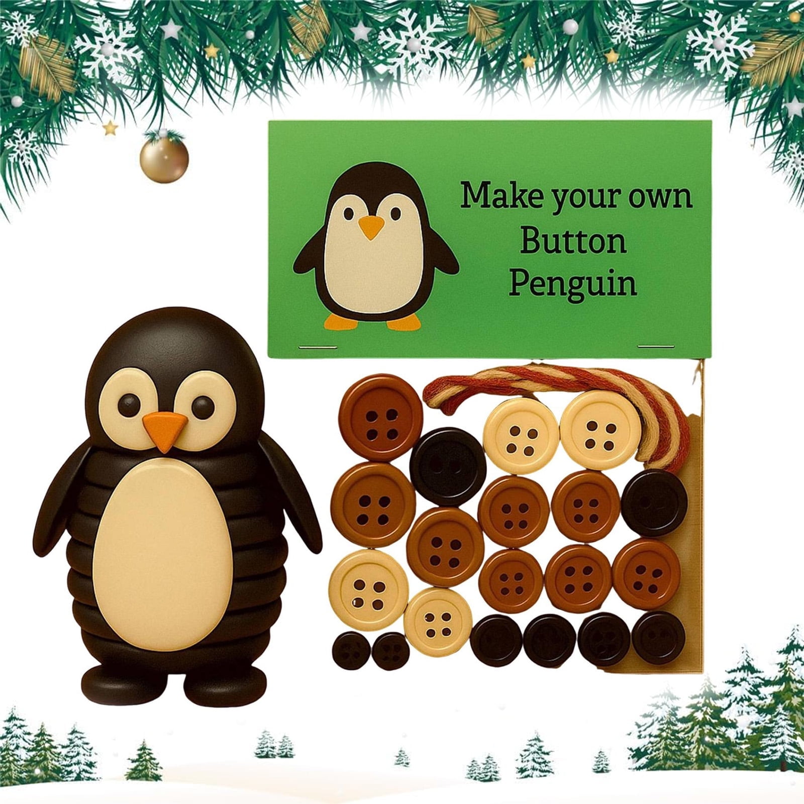 Animal Buttons,Christmas Crafts,Penguin DIY Highland Cow Button ...