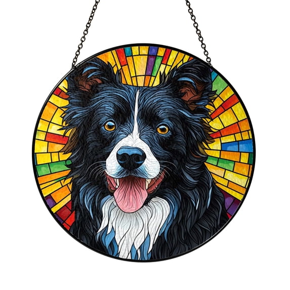 Animal Canine Glass Style Window Decor, Decorative Hanging Light ...