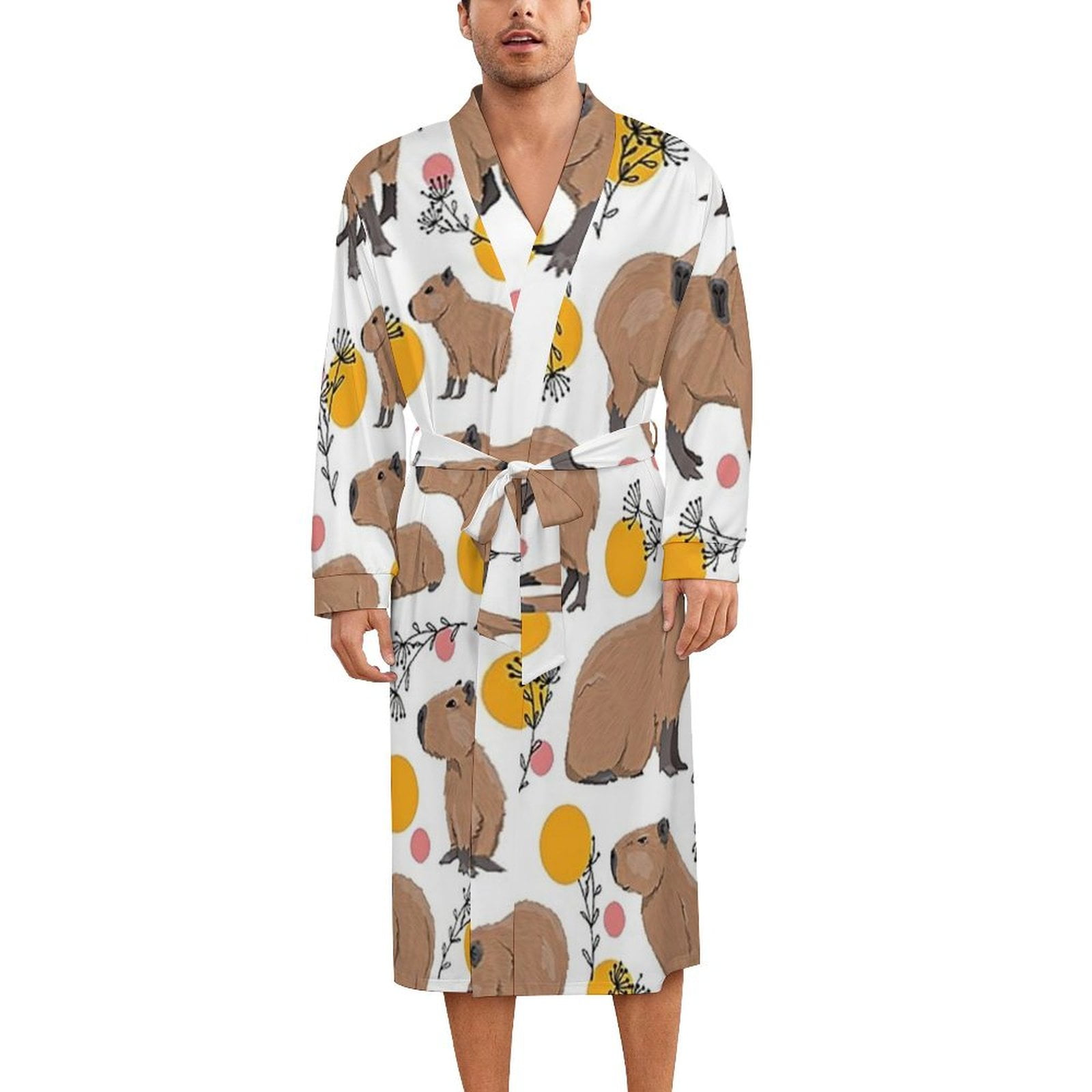 Animal Capybaras Pattern Pajama Bathrobe SleepwearKnee Funny Shawl Gift ...