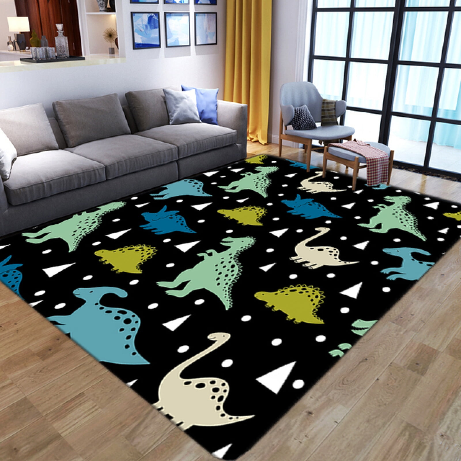 Animal Cartoon Dinosaur Area Rug Cute Dinosaur Non Slip Rugs For Living ...