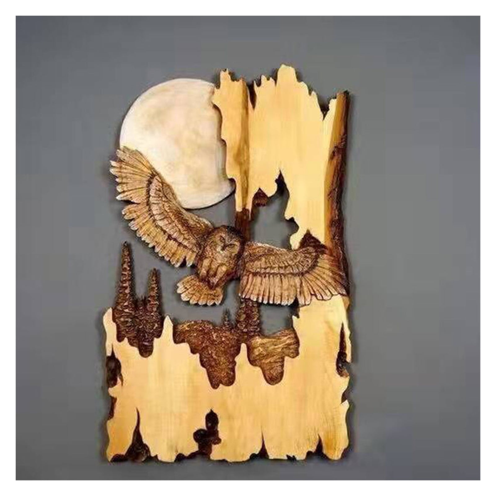 Animal Carving Handcraft Wall Hanging Sculpture Wood Raccoon Bear Deer ...