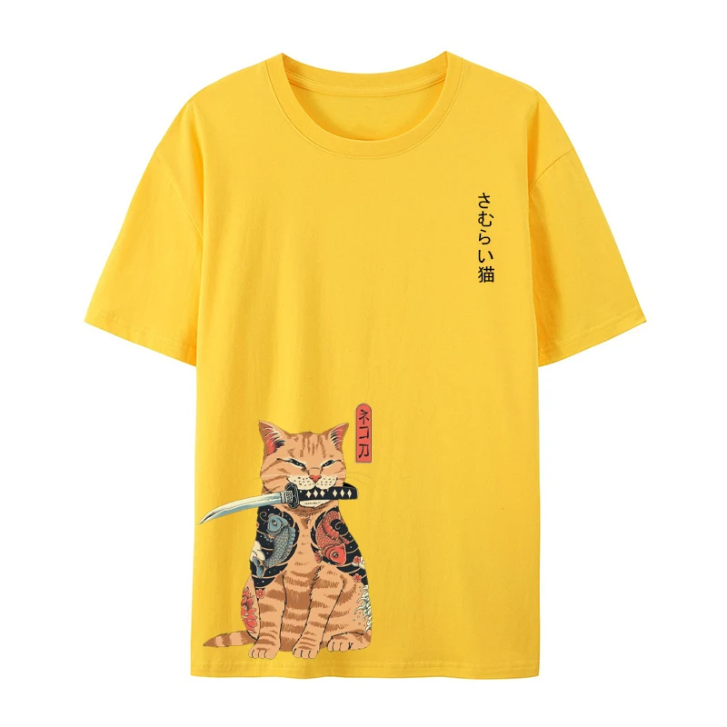 Animal Cat Print Men's T-Shirt Harajuku Cute Loose Short Sleeve Top ...