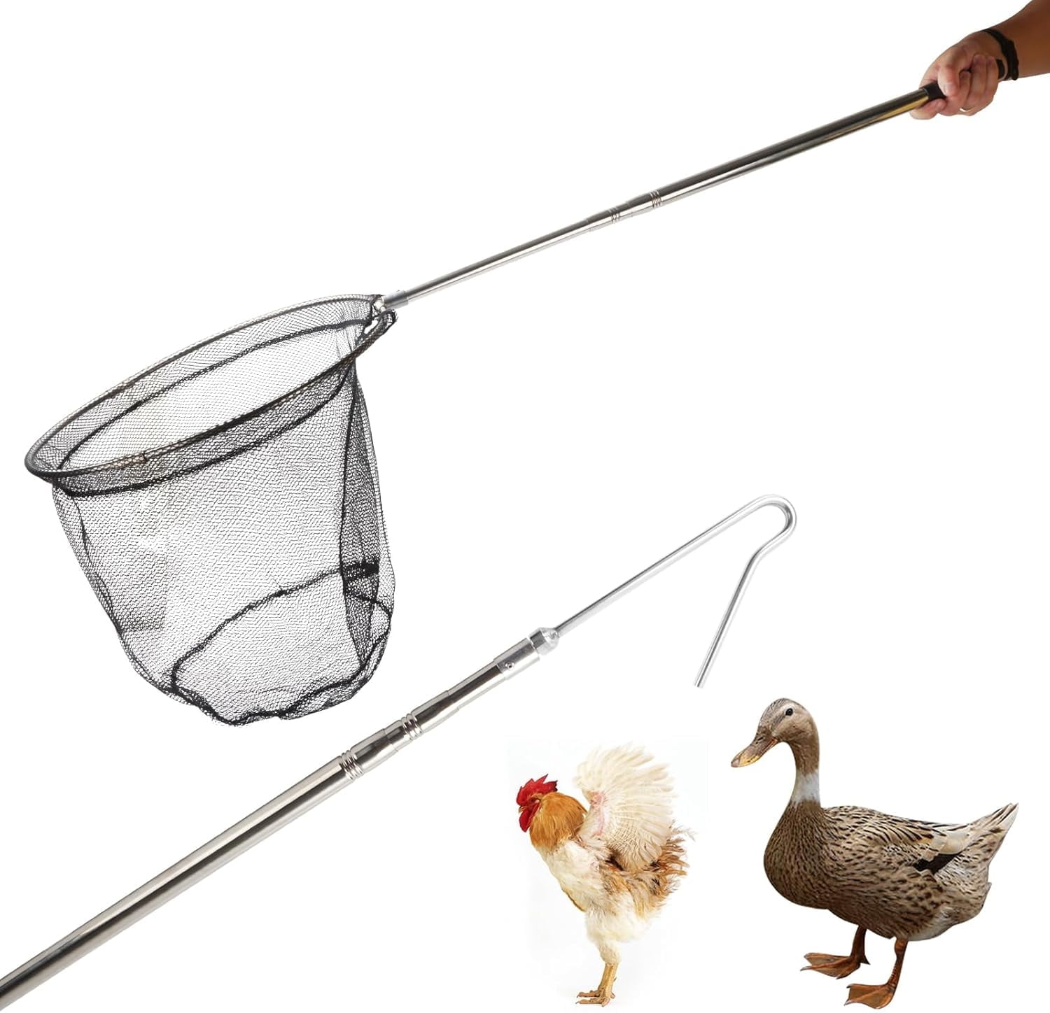 Animal Catch Net Pole Trap Tool Chicken Catcher Leg Hook Catching Kit ...