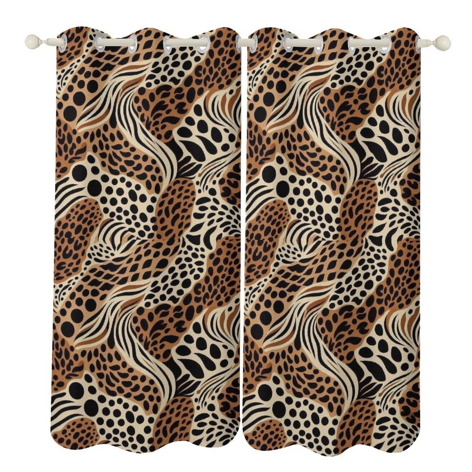 Animal Cheetah Print 2 Panels Blackout Curtains for Bedroom Living Room ...