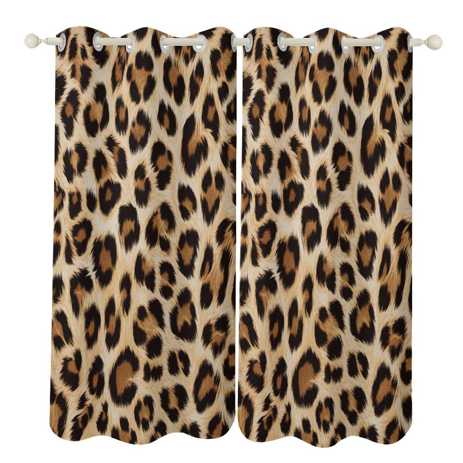 Animal Cheetah Print Blackout Curtains Window Drapes Room Darkening ...