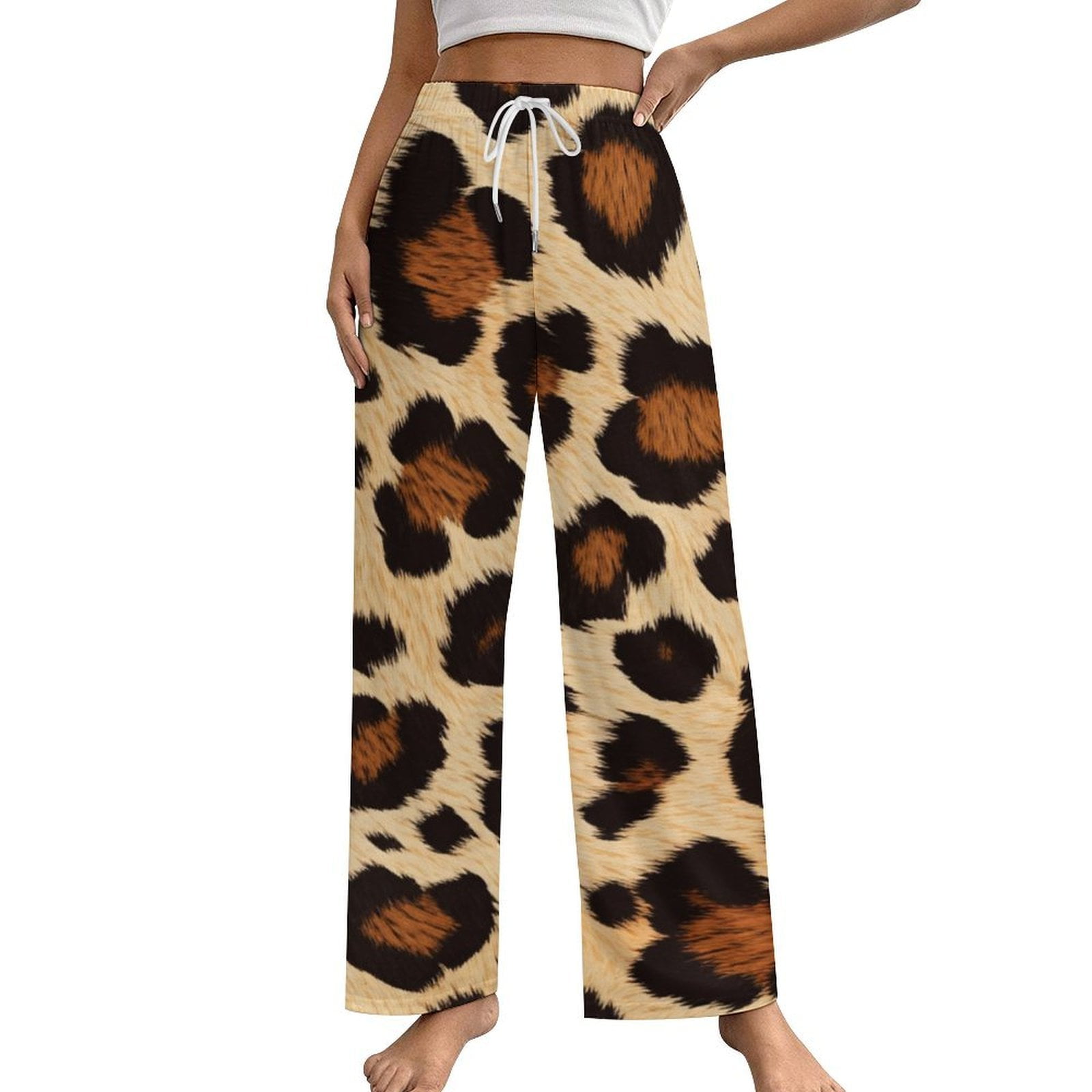 Animal Cheetah Print Pajamas For Women Loose Retro Night Pajama Pants ...