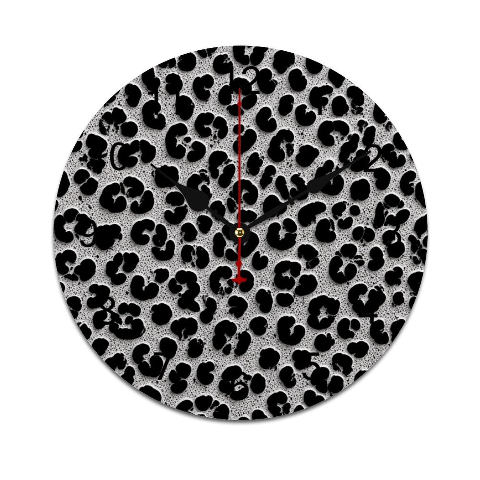 Animal Cheetah Print Printed Silent Wall Clock Round Kitchen Clock Chic ...