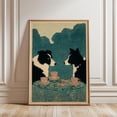 Animal Chess and Tea Border Collies Woodblock Style Home Wall Art Print ...