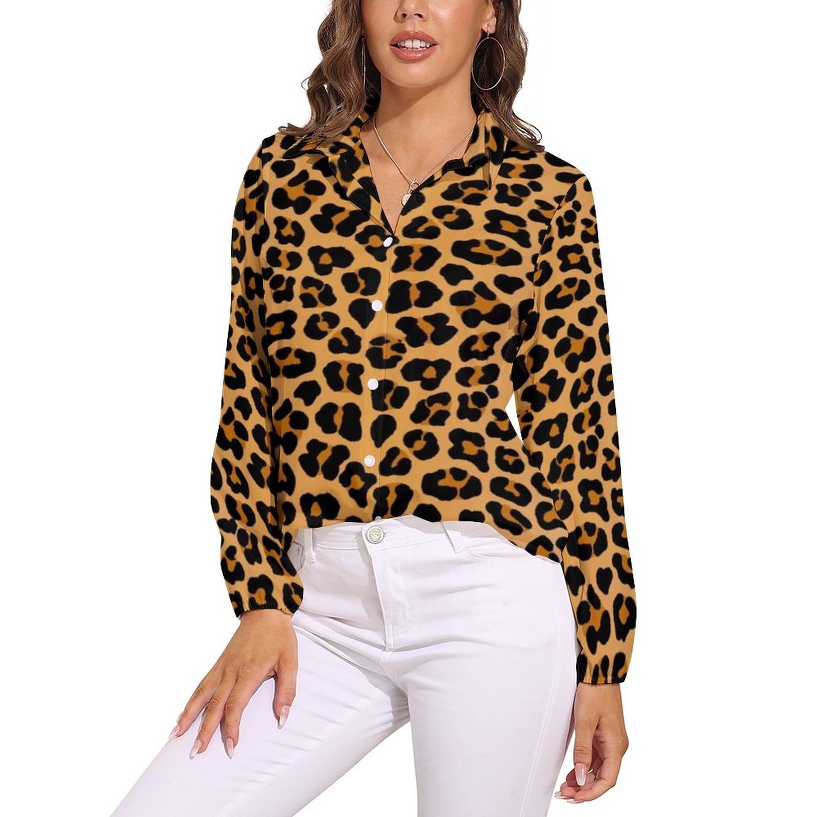 Animal Chic Blouse Leopard Print Funny Graphic Blouses Womens Street Fashion Shirts Spring Long ...