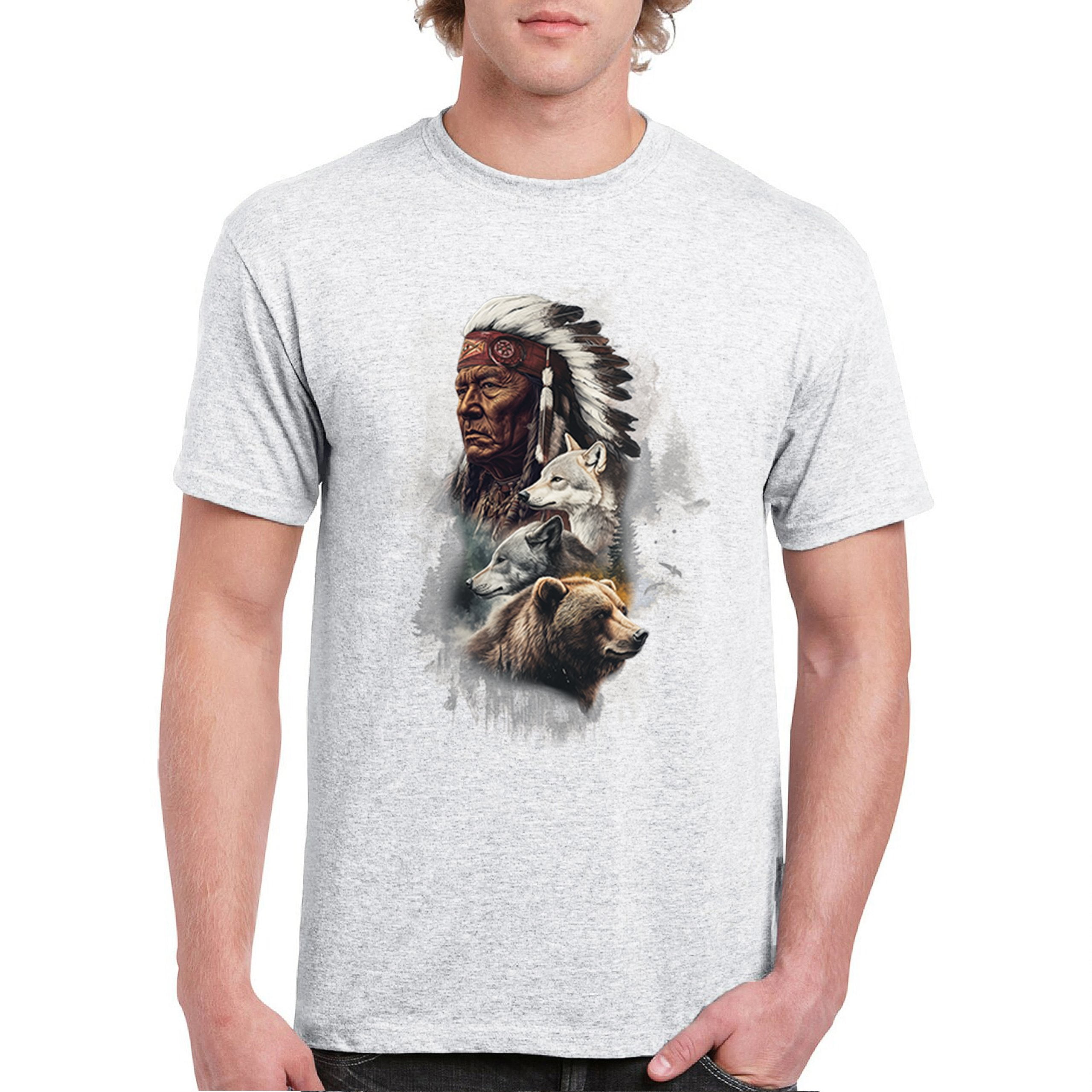 Animal Chief T-shirt Native American Spirit Tribal Warrior Wolves Bear ...