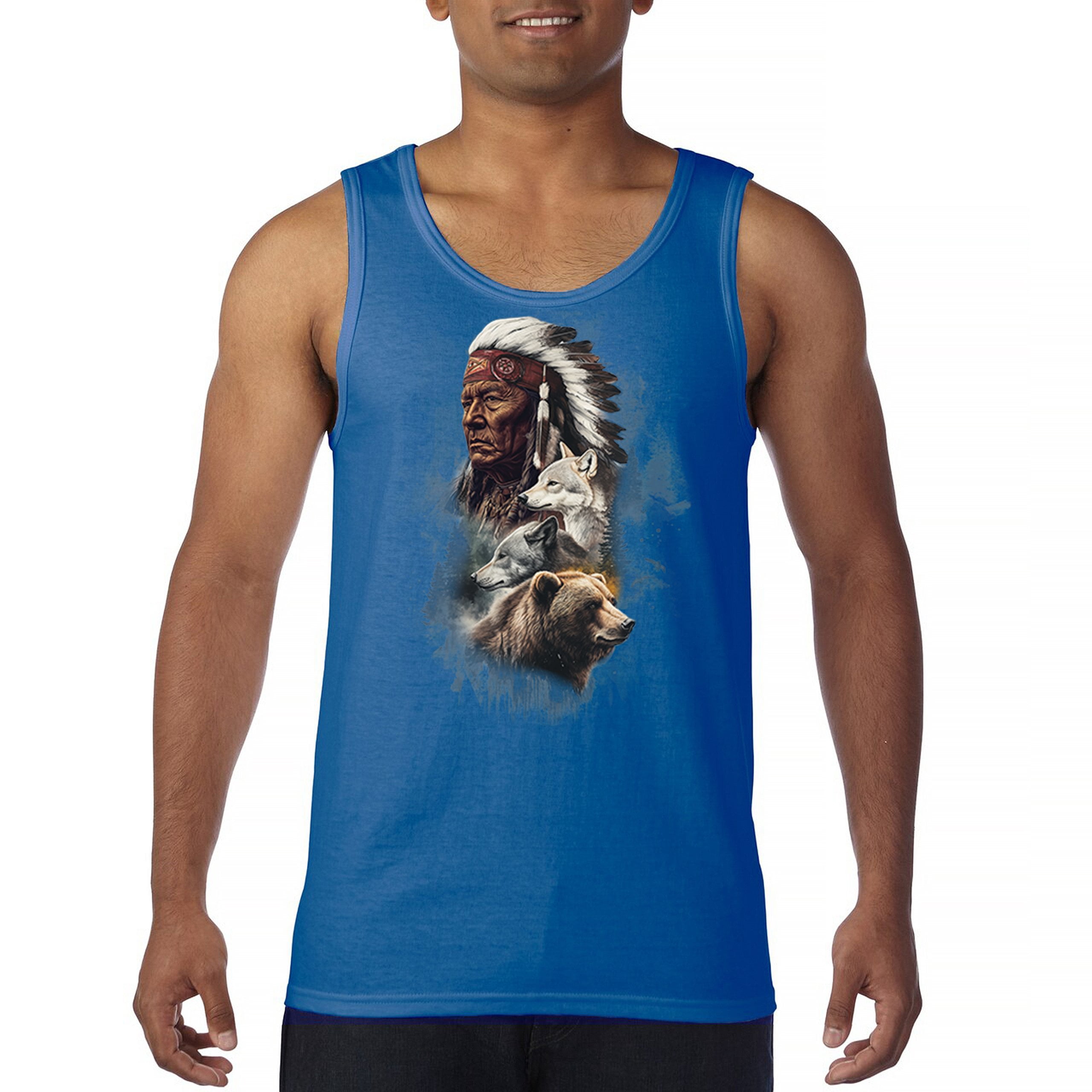 Animal Chief Tank Top Native American Spirit Tribal Warrior Wolves Bear ...
