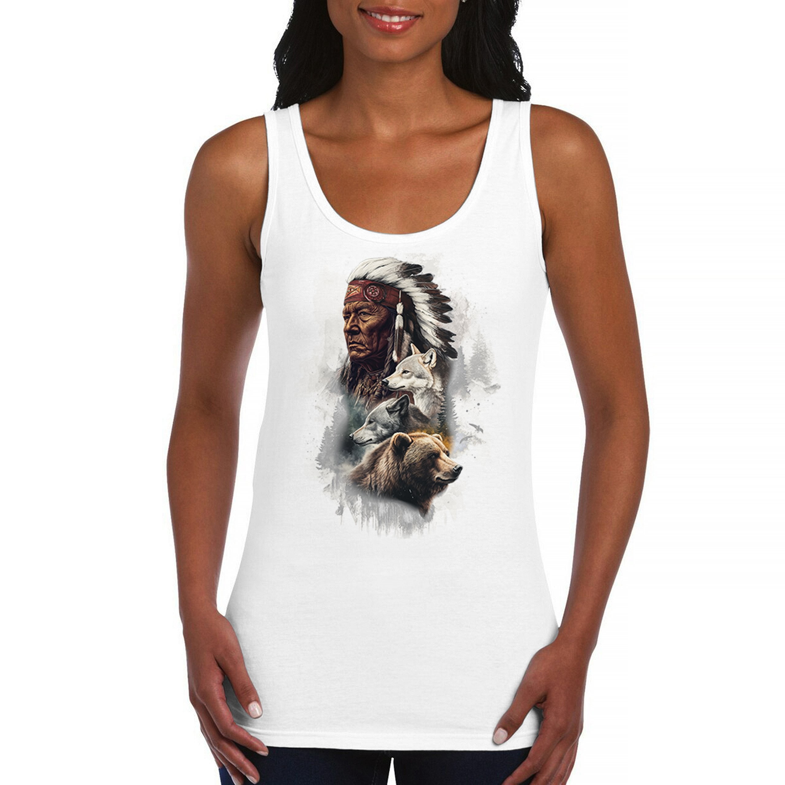 Animal Chief Women's Tank Top Native American Spirit Tribal Warrior ...