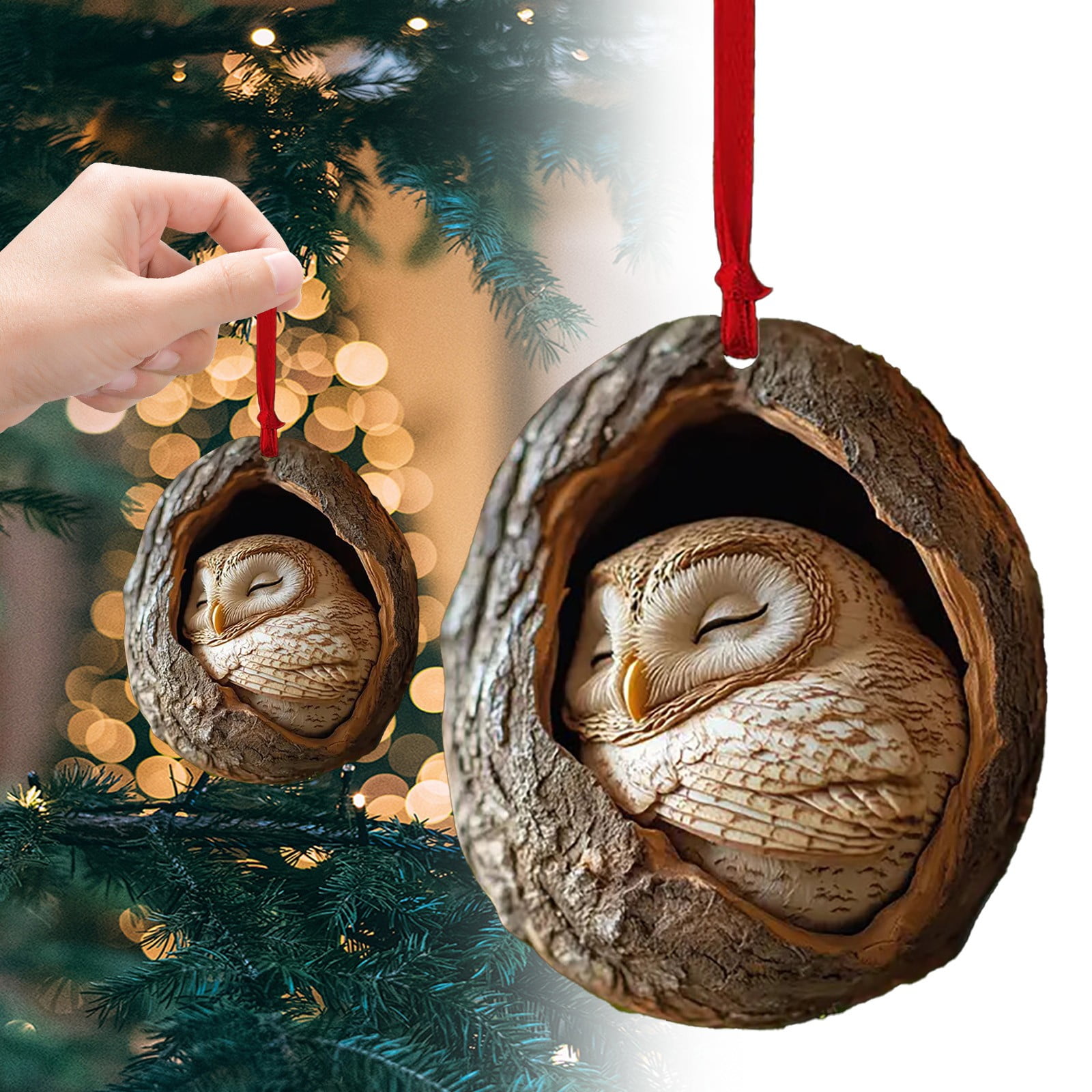 Animal Christmas Decorations Cute Owl And Raccoon Christmas Decorations ...