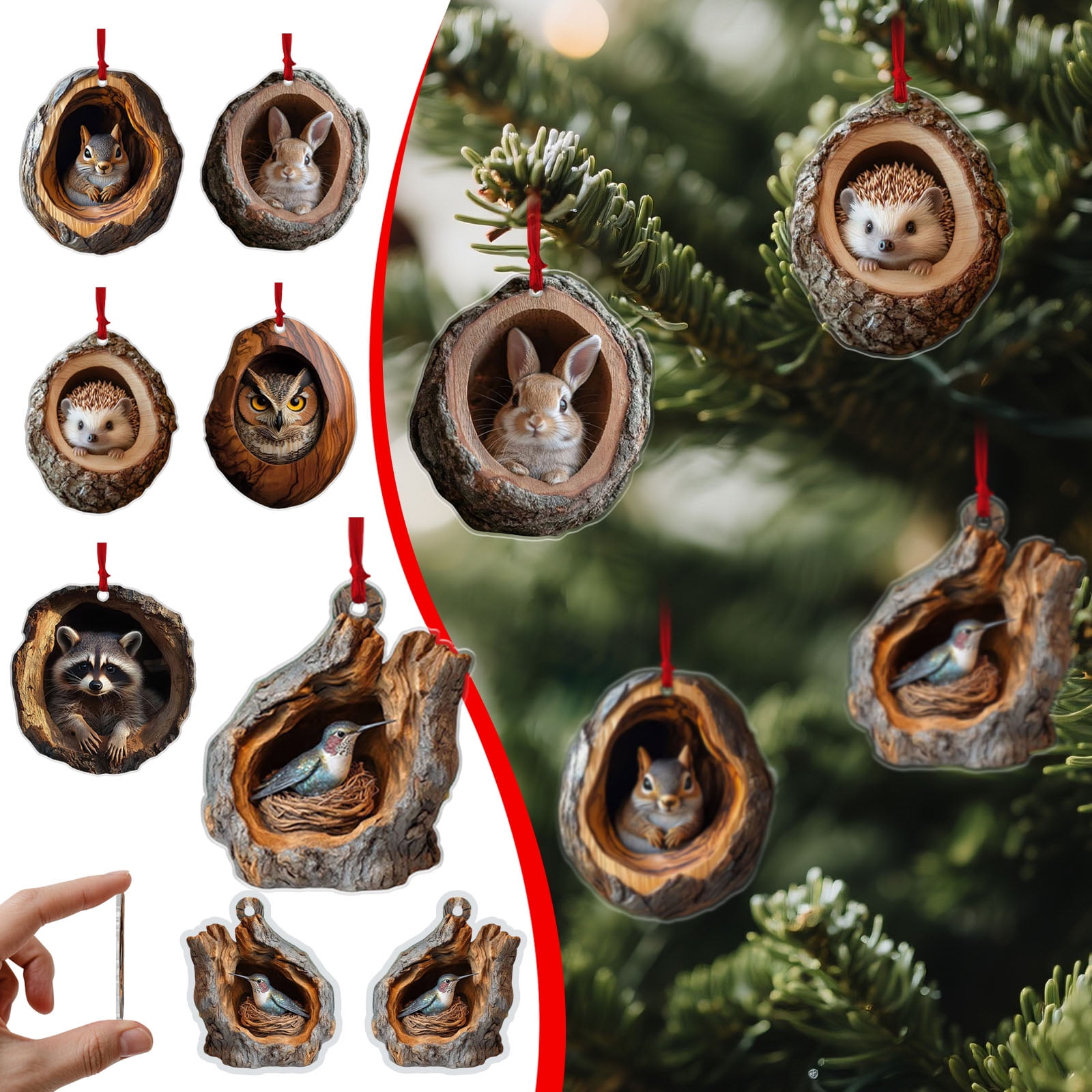 Animal Christmas Ornament Forest Animal Decoration Animal Xmas Ornaments Farm Ornaments for Xmas ...