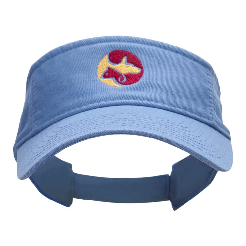 Animal Circular Logo Embroidered Cotton Twill Washed Visor - Lt Blue ...