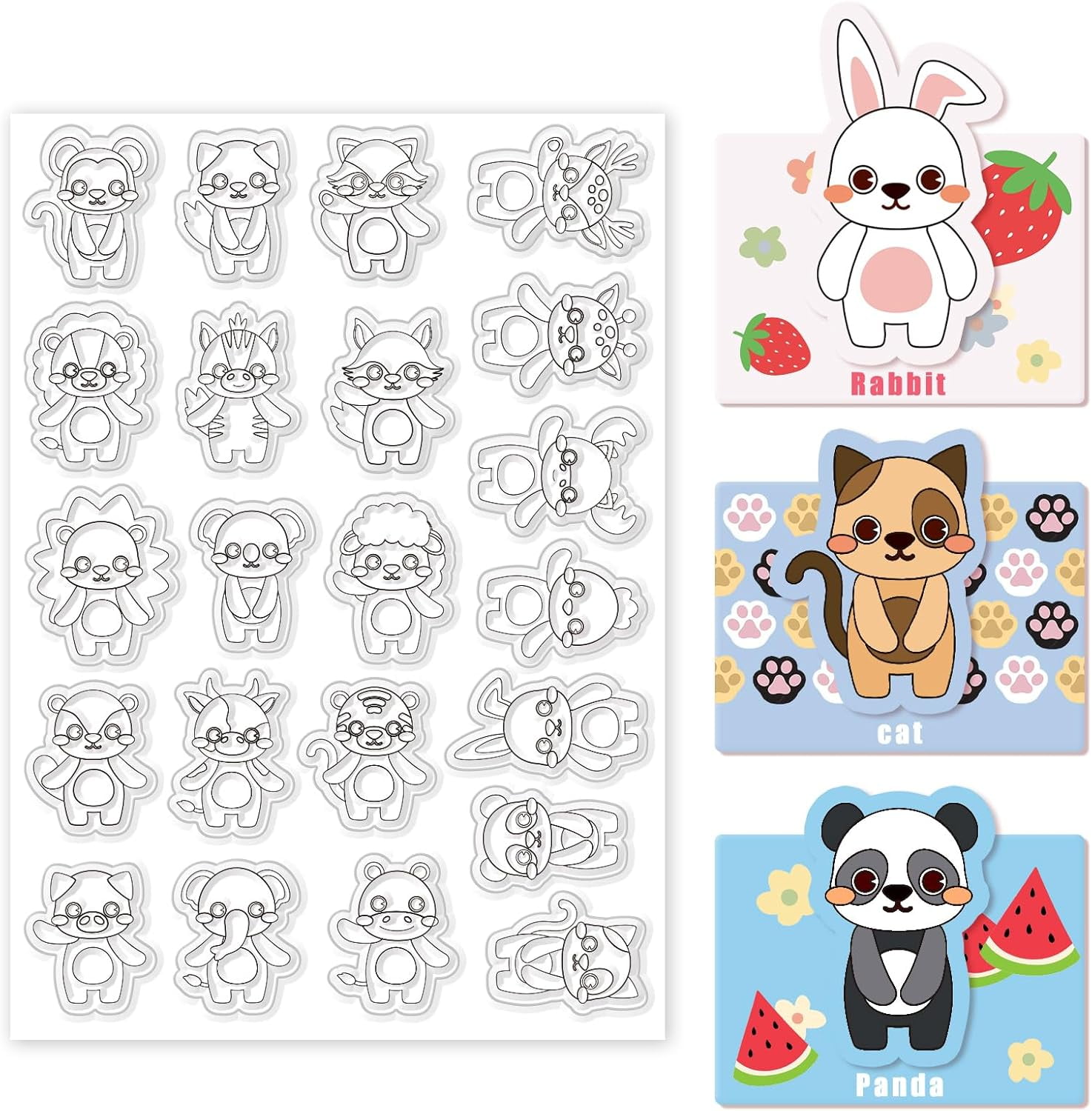 Animal Clear Stamps for Card Making A4 Size Sheep Rubber Stamps Rabbit ...