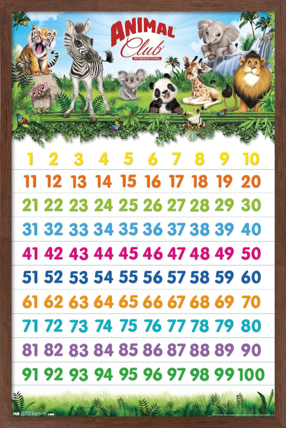 Animal Club - Numbers 123 Wall Poster, 22.375" x 34" Framed - Walmart.com
