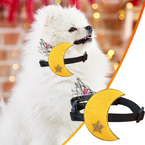 Animal Collar with Moon Design,Halloween Accessories for Pets,Cute and ...