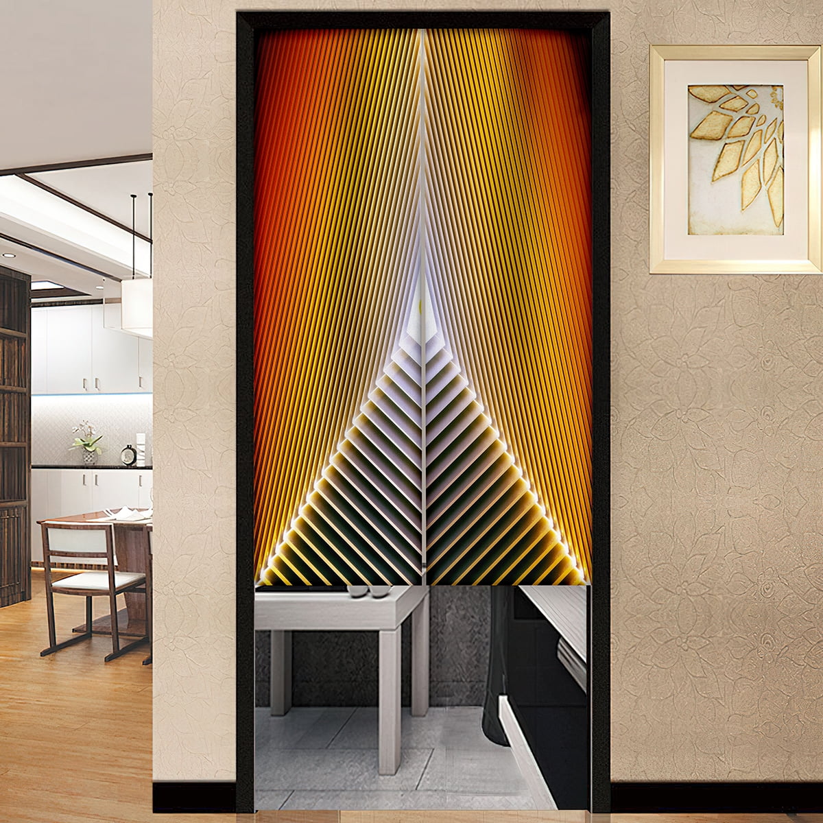 Animal Colorful Wolf Geometric Door Curtains Bedroom Kitchen Living ...