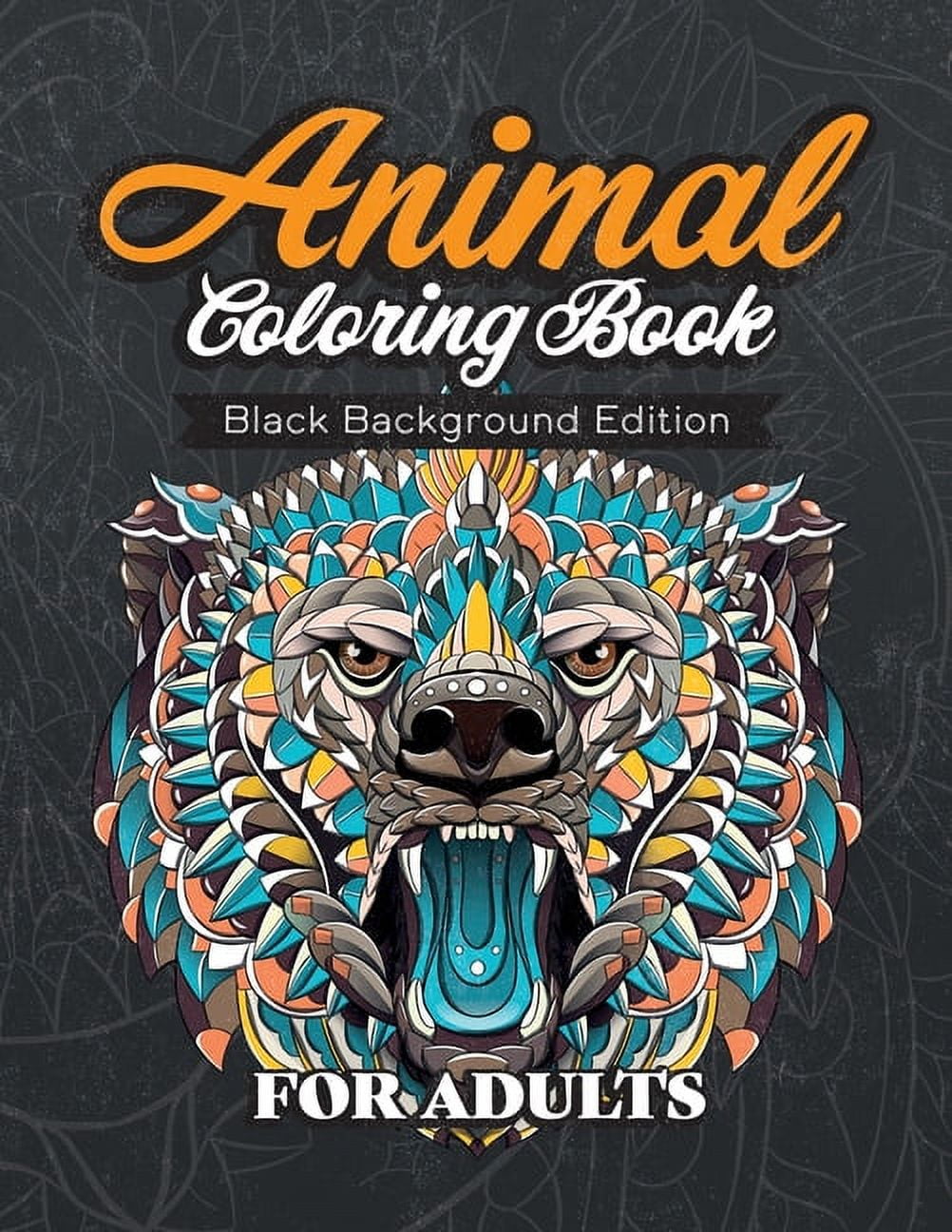 Animal Coloring Book Black Background Edition For Adults: Animal ...