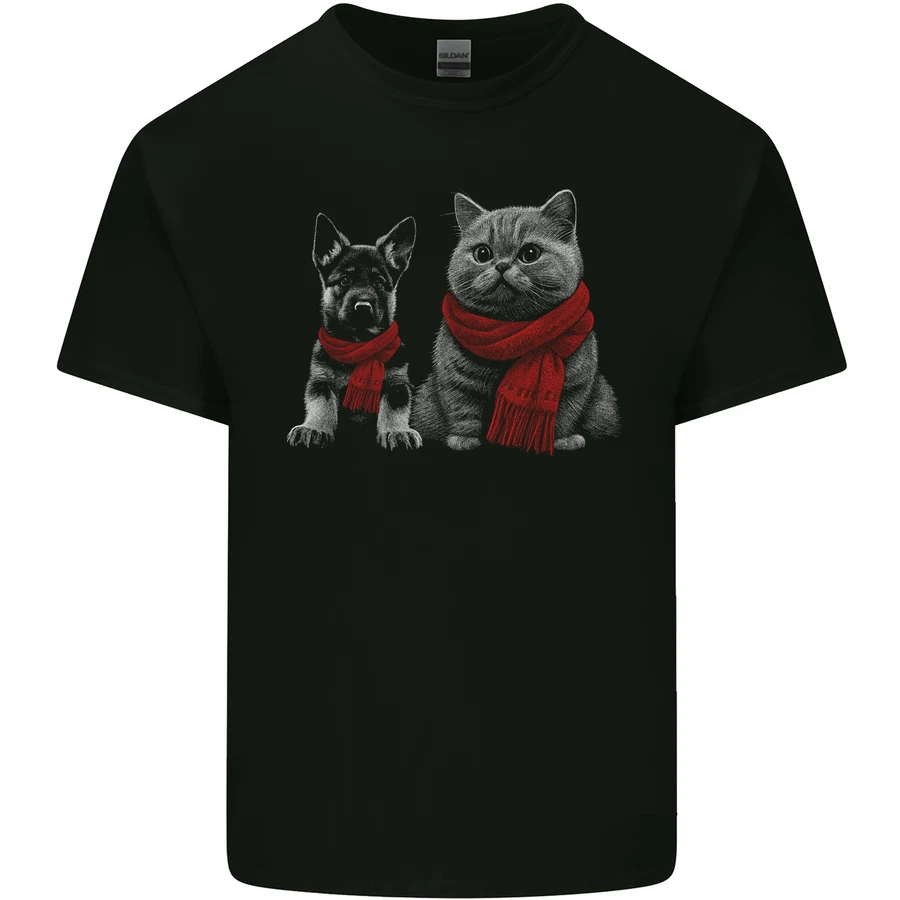 Animal Companions in Scarves Guard Dog Breed Pet Portrait Cotton Tee ...