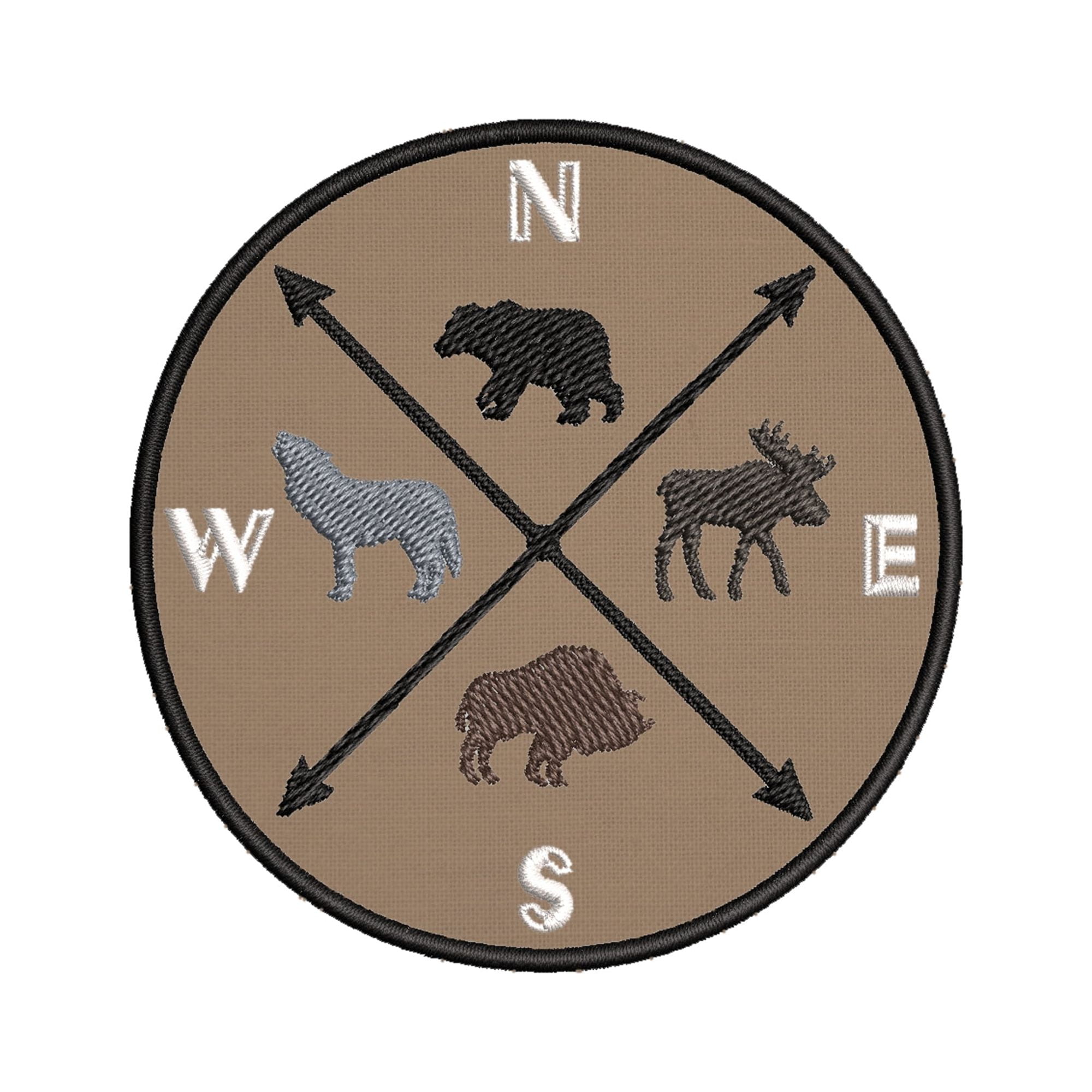 Animal Compass Embroidered DIY Iron on or Sew-on Decorative Patch Badge ...
