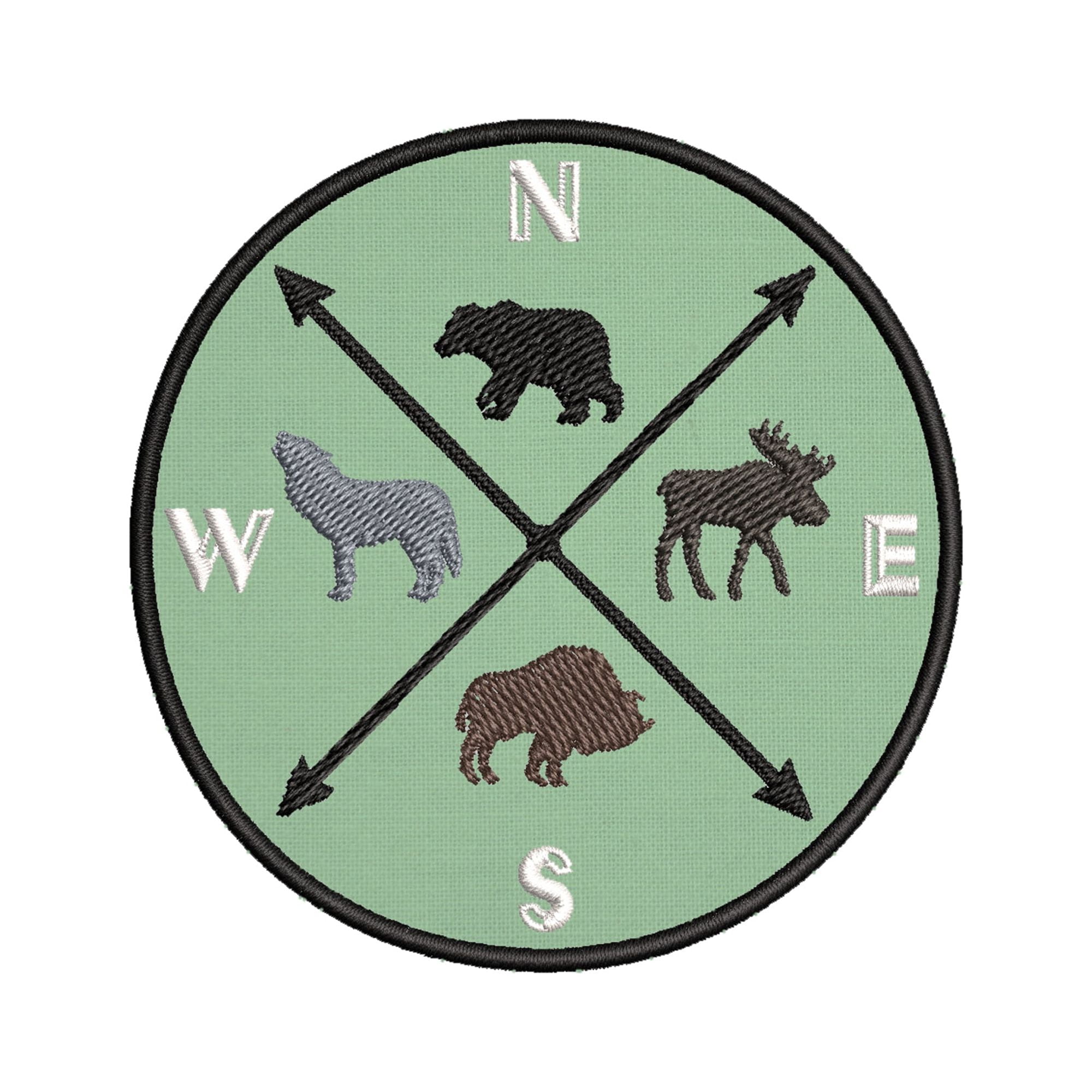 Animal Compass Embroidered DIY Iron on or Sew-on Decorative Patch Badge ...