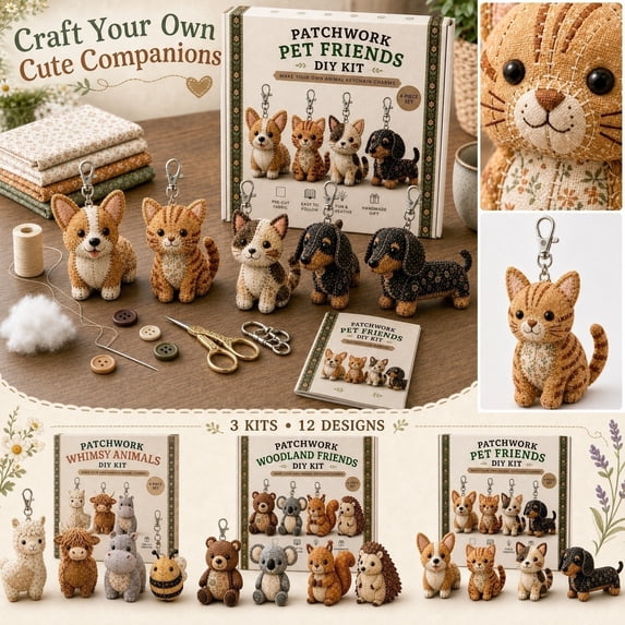 Animal Craft Kit, Diy Keychain Kit, Pre-Cut Fabric Felt Animal, Stuffed ...