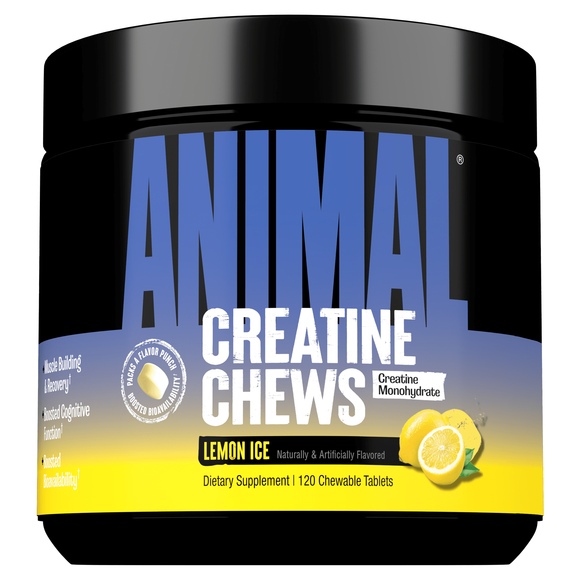 Animal Creatine Performance Chew Tabs, Lemon Ice Flavor, 120 Count ...